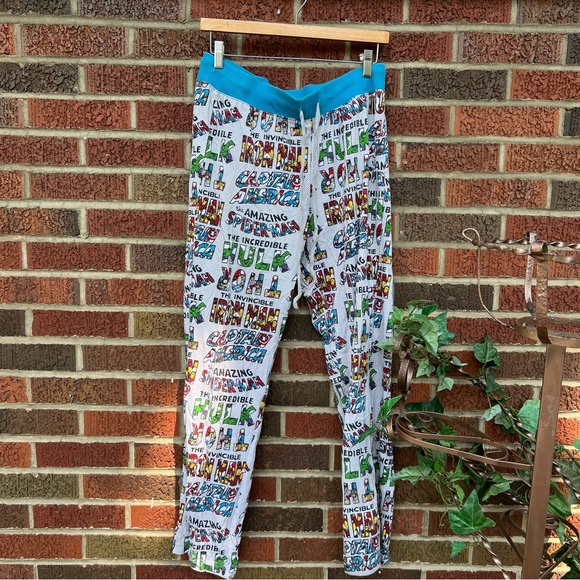 Disney | Pants | Disney Parks White And Blue Multicolored Marvel ...